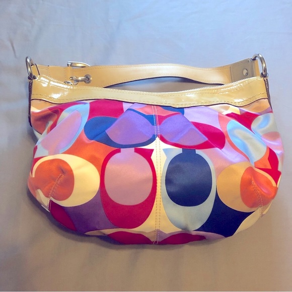 Coach | Bags | Coach Colorful Print Satin Hobo Bag | Poshmark